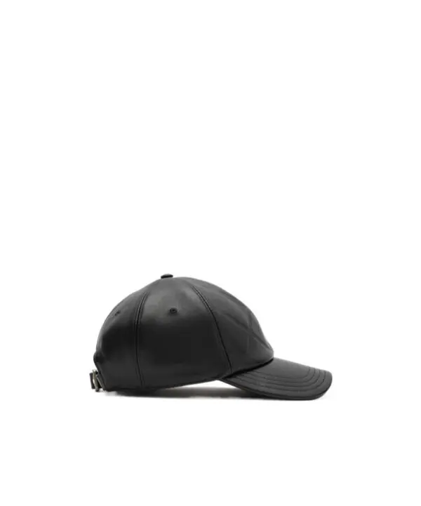 Burberry Embossed Check Leather Baseball Cap