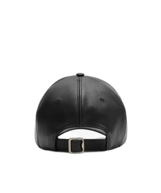 Burberry Embossed Check Leather Baseball Cap