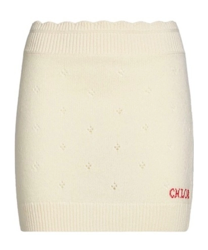 Chloé Embroideredlogo Asymmetric Knit Midi Skirt