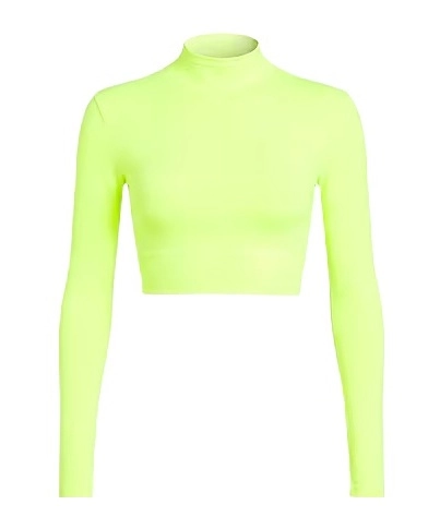 Balenciaga Highneck Longsleeve Cropped Top - Yellow