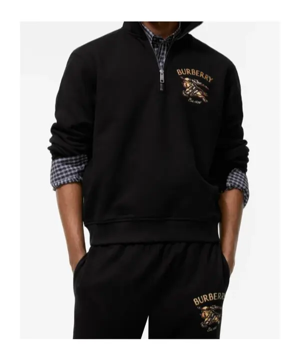 Burberry Knight Check Cotton Half-zip Sweatshirt