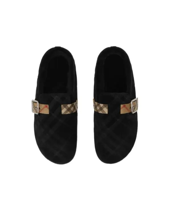 Burberry Check Shearling Urchin Clogs