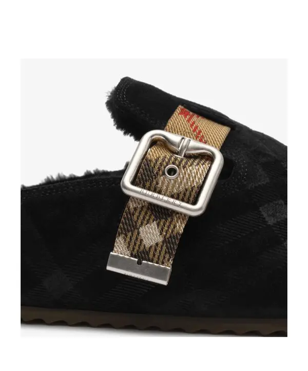 Burberry Check Shearling Urchin Clogs