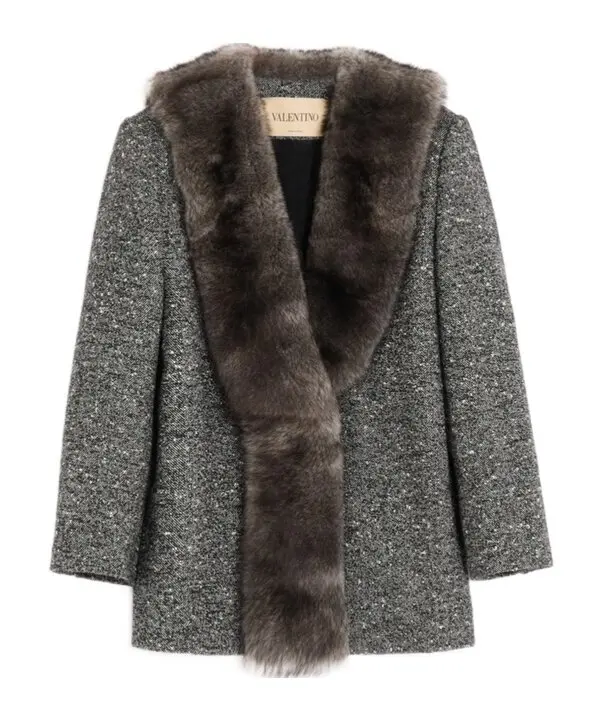 Valentino Garavani Long-sleeved Coat With Fur Collar