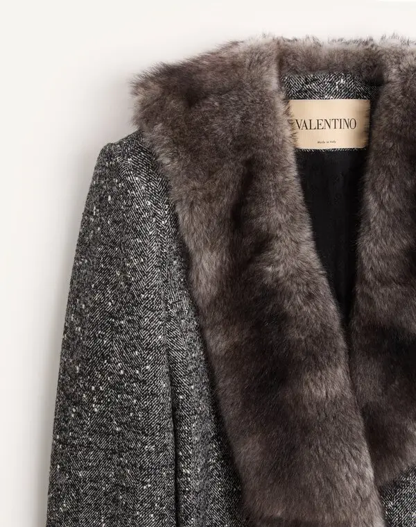 Valentino Garavani Long-sleeved Coat With Fur Collar