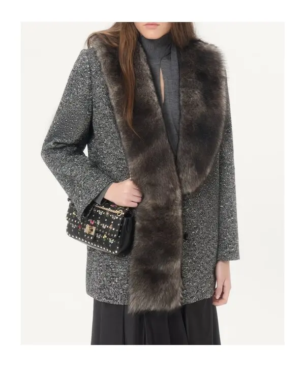 Valentino Garavani Long-sleeved Coat With Fur Collar
