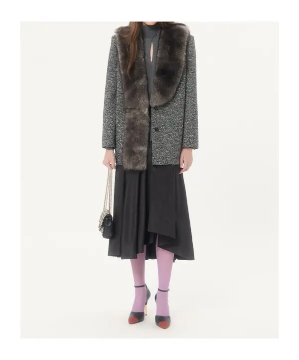 Valentino Garavani Long-sleeved Coat With Fur Collar