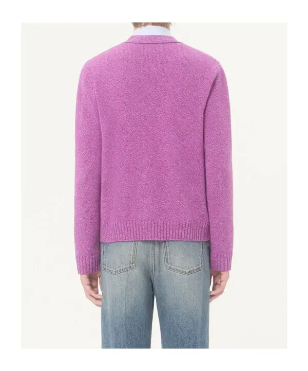 Valentino Garavani Mouliné Wool Cardigan With Embroidered Butterfly Patch