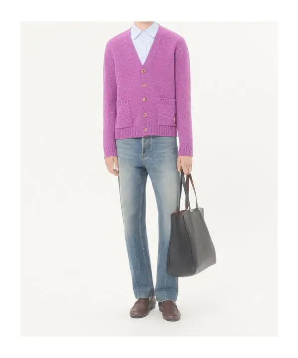 Valentino Garavani Mouliné Wool Cardigan With Embroidered Butterfly Patch