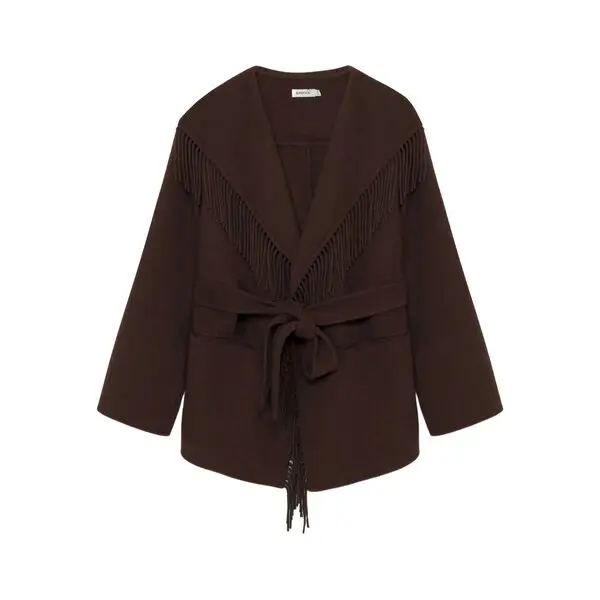 Simkhai Rowen Fringe-trimmed Wool Jacket - Brown