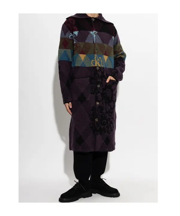 Dries Van Noten Patchwork Wool Cardigan - Purple