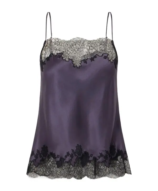 Carine Gilson Lace-trimmed Silk-satin Camisole