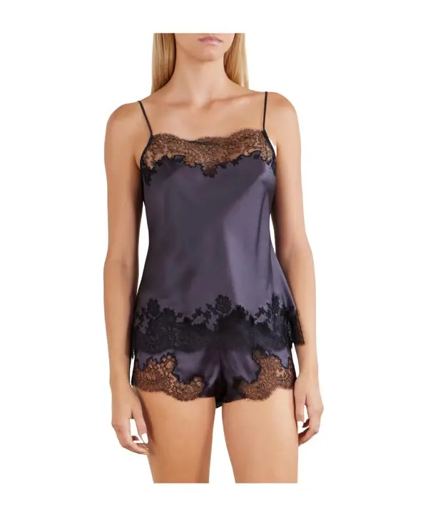 Carine Gilson Lace-trimmed Silk-satin Camisole