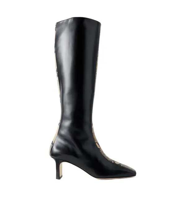 AeydĒ Snake-effect Leather Knee-boots