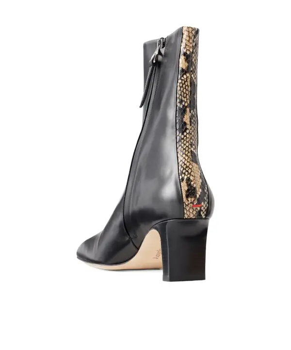 AeydĒ Snake-effect Trimmed Leather Ankle Boots - Black