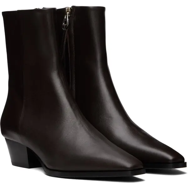AeydĒ Solid Leather Ankle Boots - Black