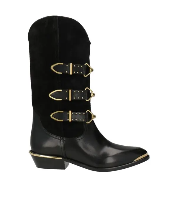 Isabel Marant Étoile Studded Suede And Leather Cowboy Boots - No