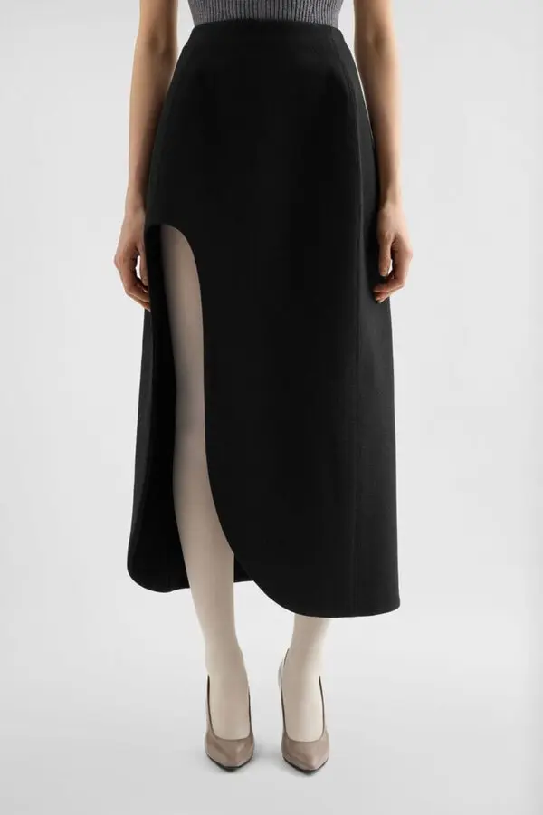 JIL SANDER Wool Sablé Skirt