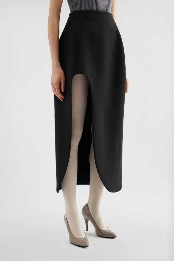 JIL SANDER Wool Sablé Skirt