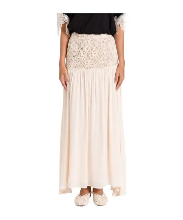 TWINSET Embroidered Midi Skirt - White
