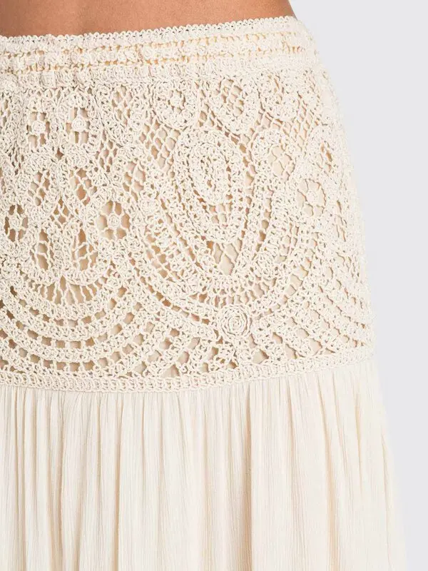 TWINSET Embroidered Midi Skirt - White