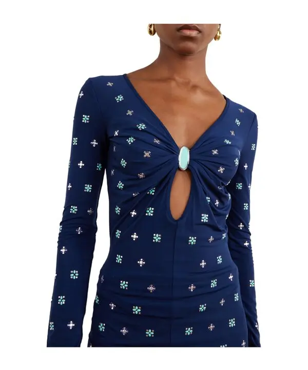 Rabanne Cut-out Embellished Stretch-jersey Top