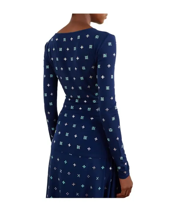 Rabanne Cut-out Embellished Stretch-jersey Top