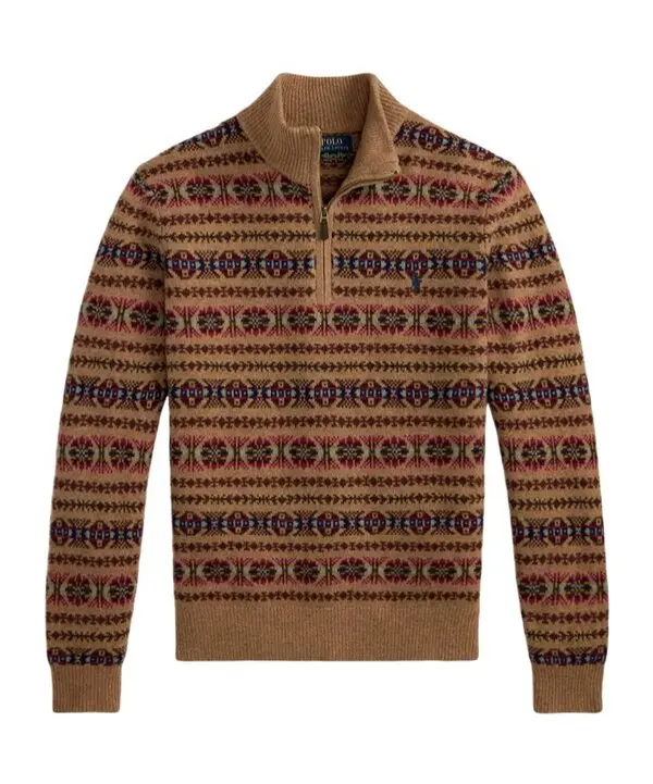 Polo Ralph Lauren Fair Isle Half-zip Sweater - Brown