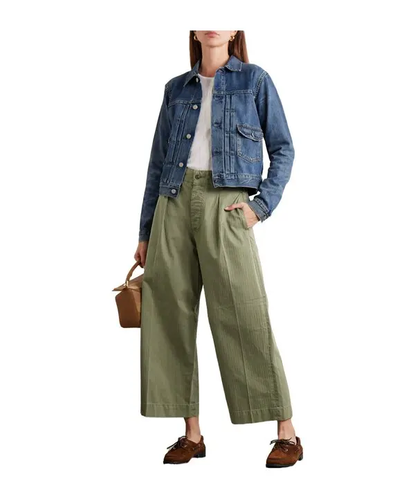 Ralph Lauren Pleated Herringbone Cotton Wide-leg Pants - No