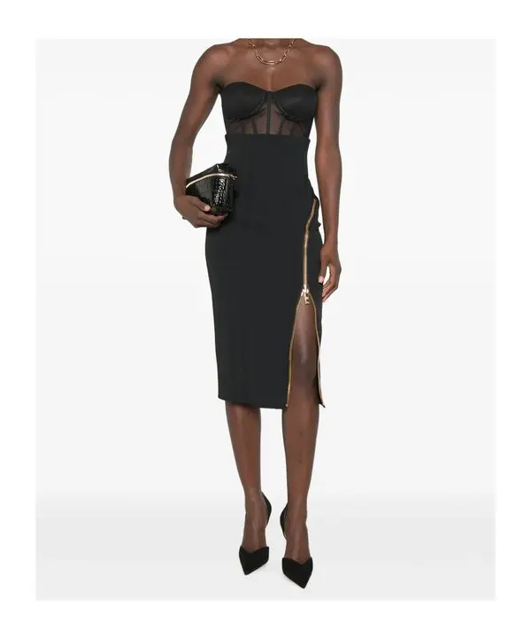 Elisabetta Franchi Mesh-panelled Corset-style Top