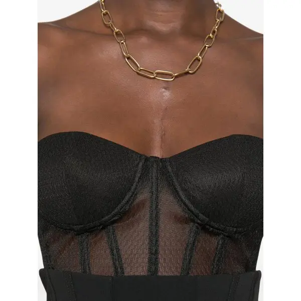 Elisabetta Franchi Mesh-panelled Corset-style Top
