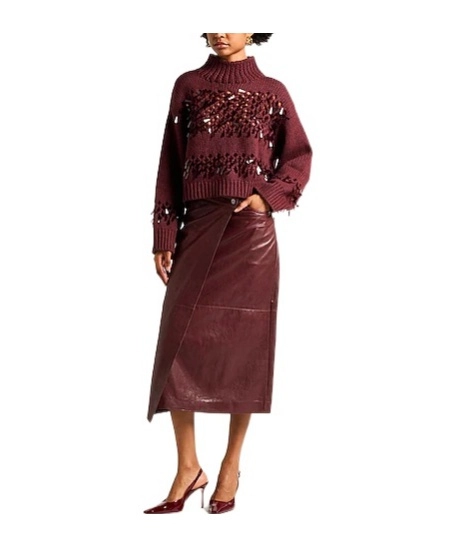Brunello Cucinelli Solidcolor Leather Skirt