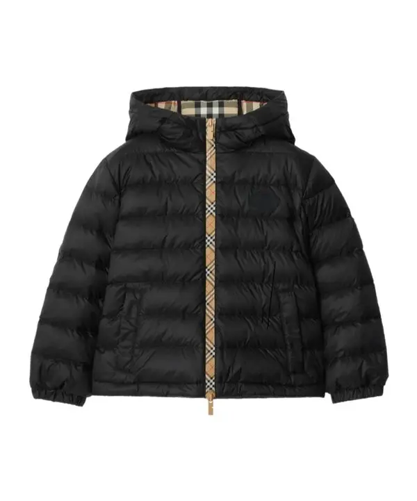 Burberry Checker-tape Hooded Puffer Jacket