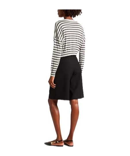 Brunello Cucinelli Striped Metallic Cropped Knit Sweater