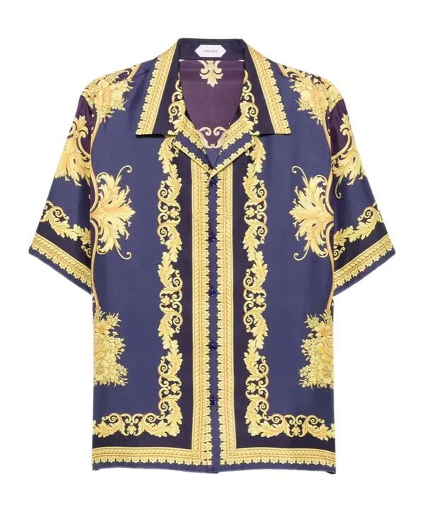 Versace Barocco-print Short-sleeve Shirt