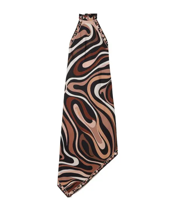 Emilio Pucci Printed Silktwill Halterneck Dress - Golden