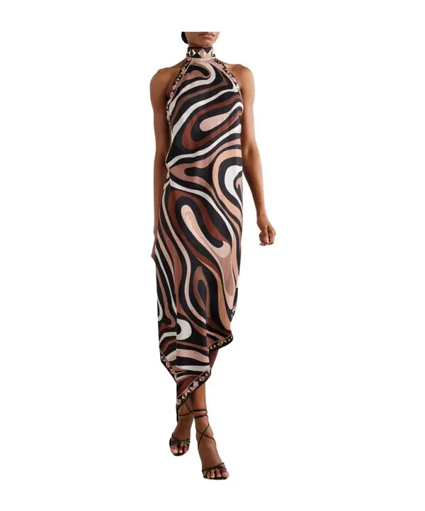 Emilio Pucci Printed Silk-twill Halterneck Dress
