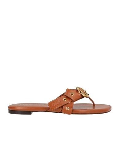 Chloé Simple Leather Flip-flops - Tan