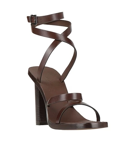 Max Mara Leather Square-toe Block-heel Sandals - Dark Brown