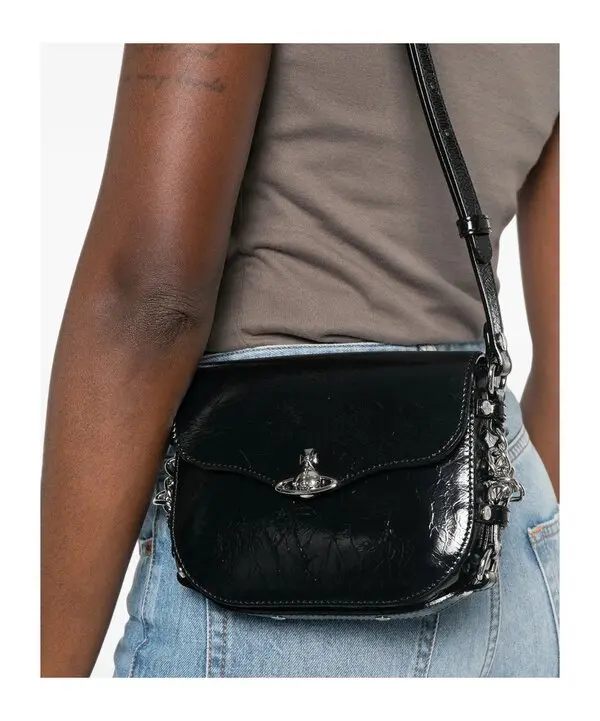 VIVIENNE WESTWOOD Orb-plaque Crinkled-finish Shoulder Bag