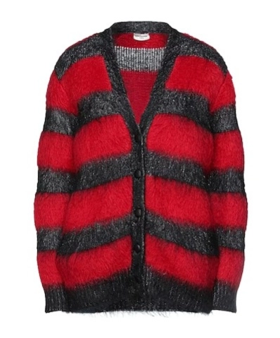 Saint Laurent Striped Knit Suede Jacket