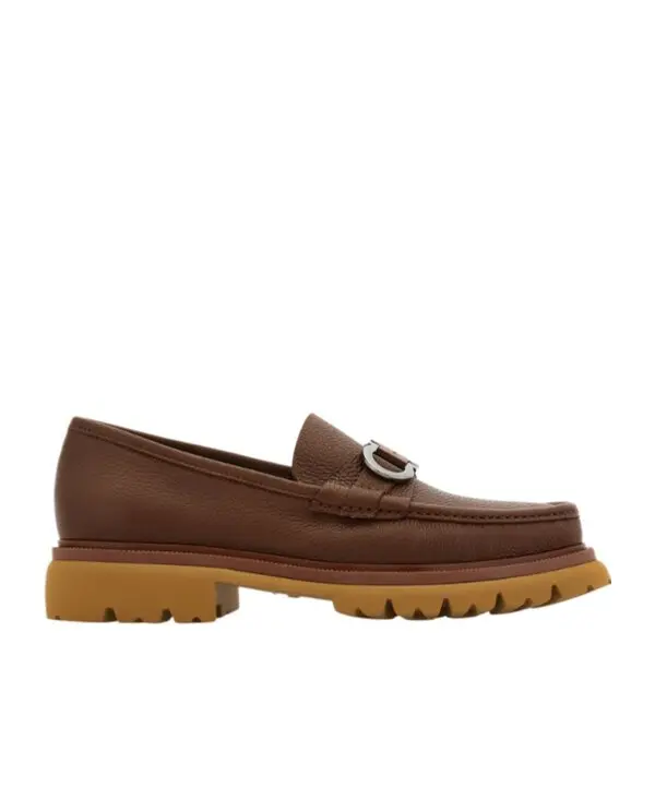 FERRAGAMO Gancini Ornament Loafer - Brown