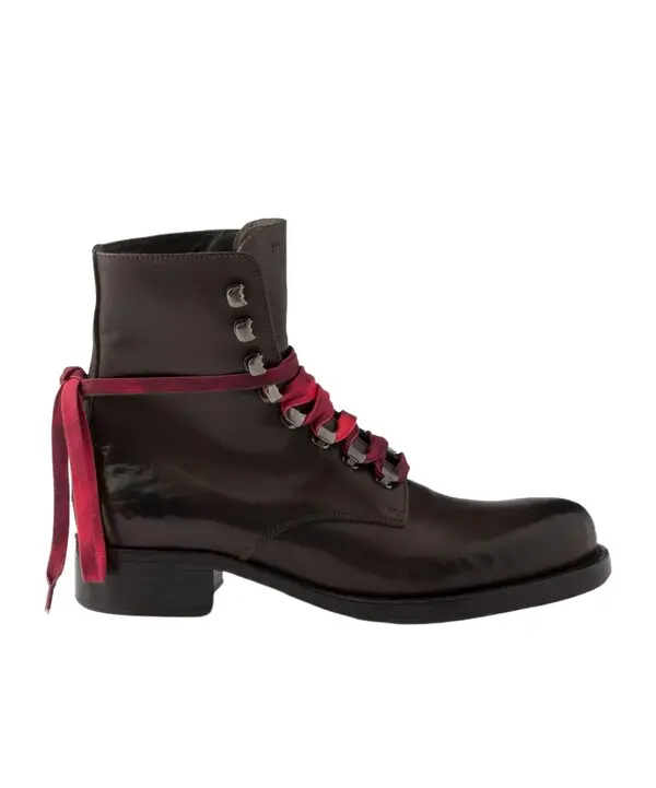 Prada Leather Laced Booties