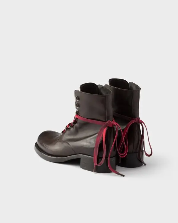 Prada Leather Laced Booties
