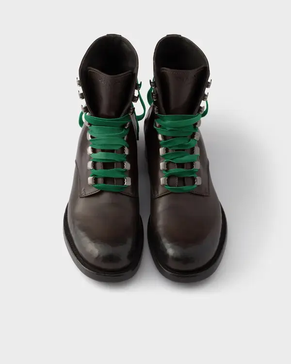 Prada Leather Laced Booties
