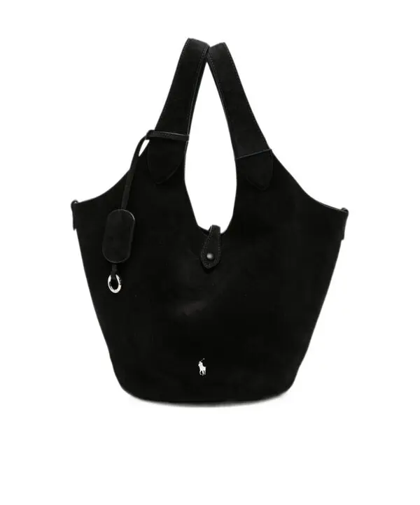 Ralph Lauren Logo-embroidered Suede Tote Bag - Black