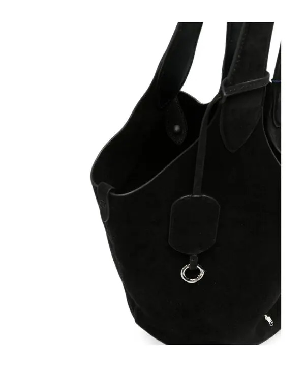 Ralph Lauren Logo-embroidered Suede Tote Bag - Black