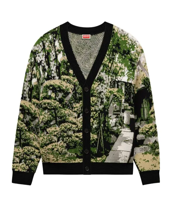 Kenzo Japanese Garden Cardigan In Cotton Wool