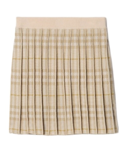 Burberry Pleated Check Skirt - Nude