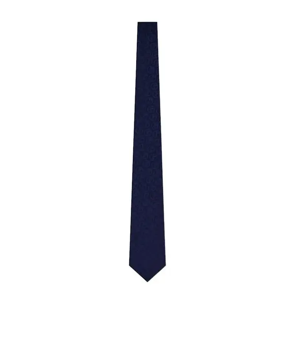 Giorgio Armani Monogram Silk Tie - Blue